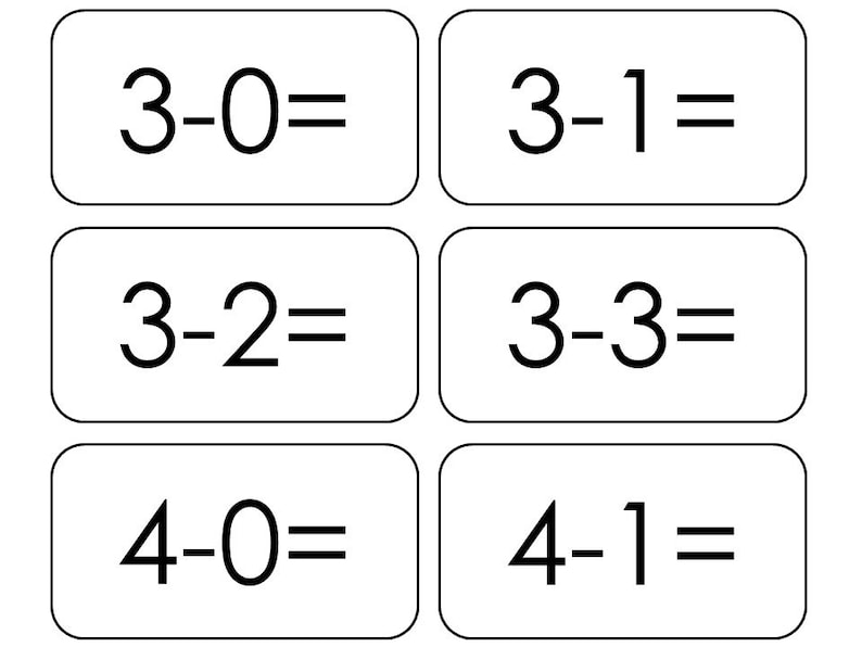91 Printable Subtraction Flashcards. Facts 0-12. Preschool - Etsy