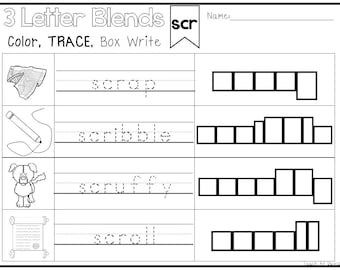40 Printable Blends Color Trace and Box Write Worksheets. | Etsy