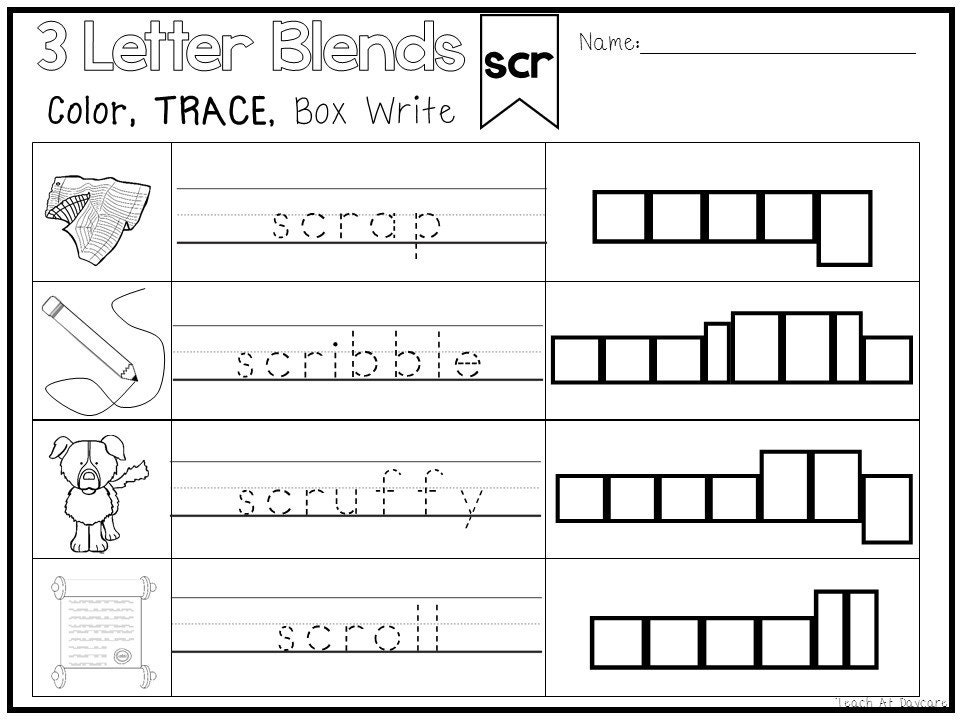 3 Letter Blend Worksheets, Color, Trace, Write (PDF Pattern) - Etsy