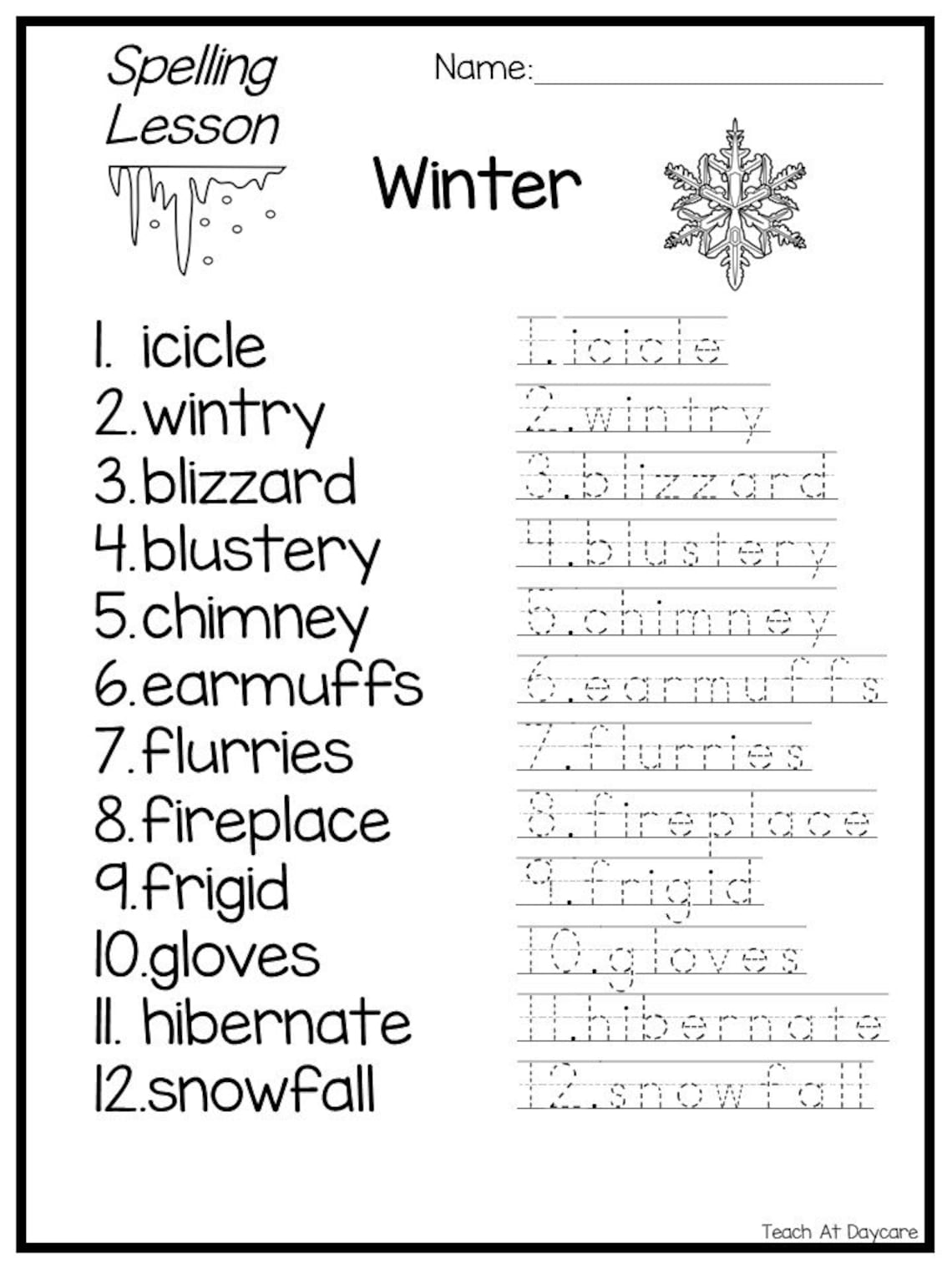 Second Grade Winter Themed Words Spelling Activity. - Etsy