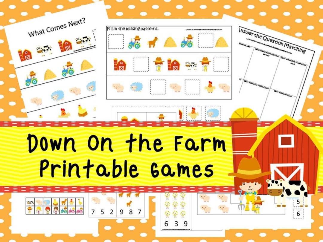 30 Down on the Farm Games Download. Games and Activities in PDF Files ...