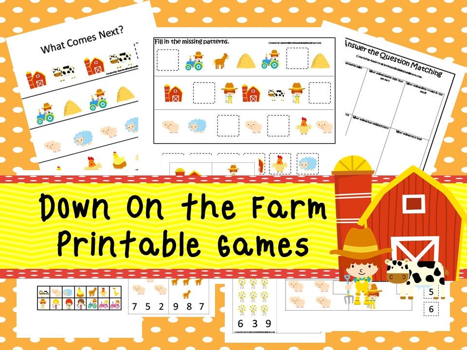 30 Down on the Farm Games Download. Games and Activities in | Etsy