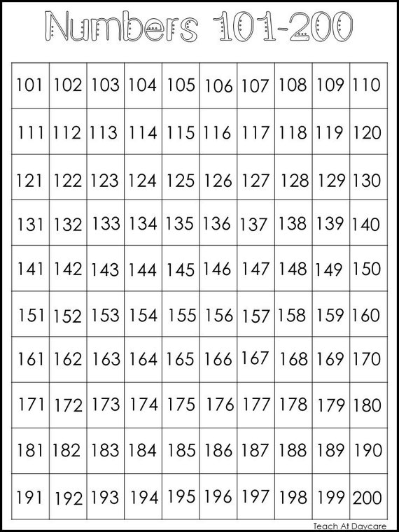 Números Del 100 Al 200