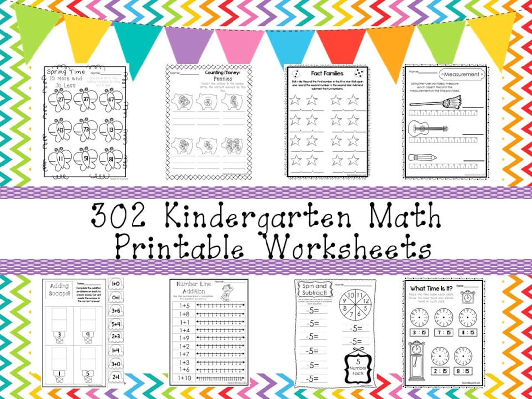 302 Kindergarten Math Worksheets Download. ZIP File. Preschool-kdg - Etsy