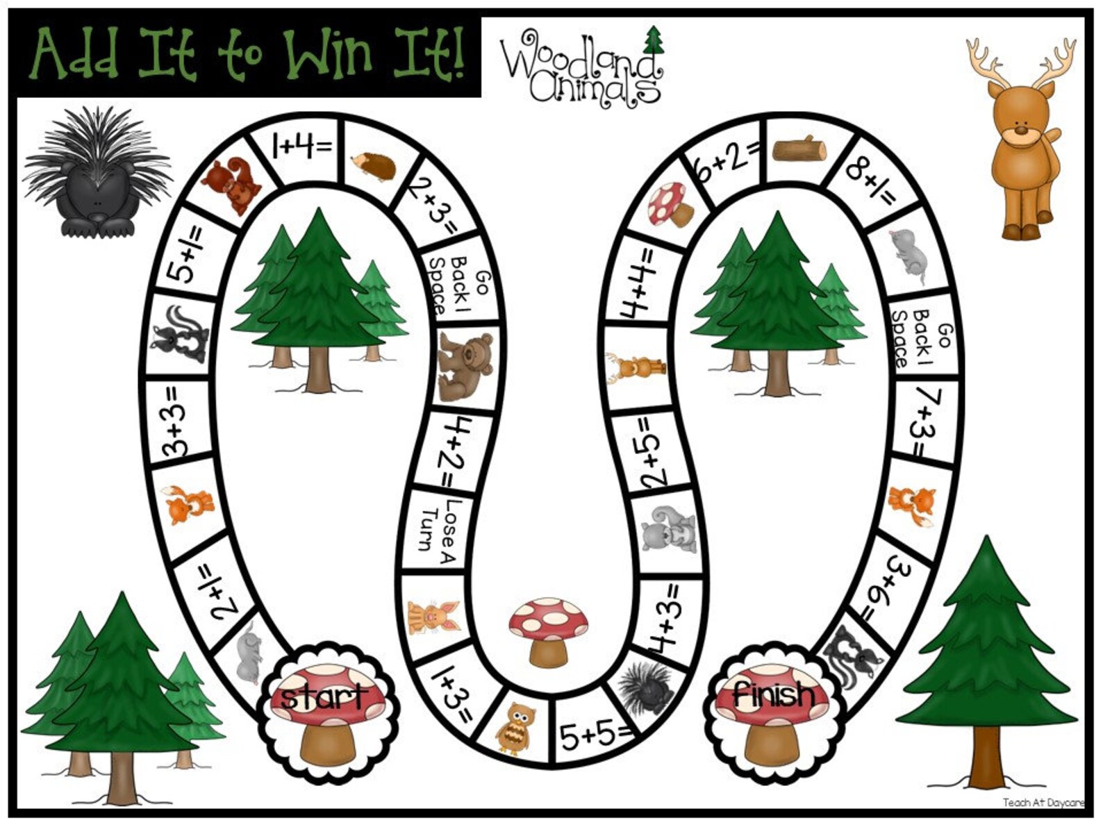 10 Printable Woodland Animals Themed Kindergarten Math Center Games and ...