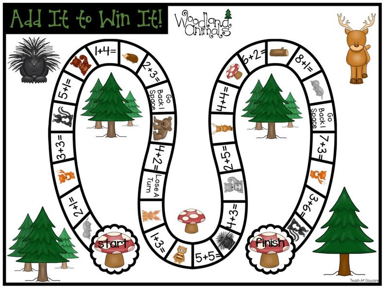 10 Printable Woodland Animals Themed Kindergarten Math Center Games and ...