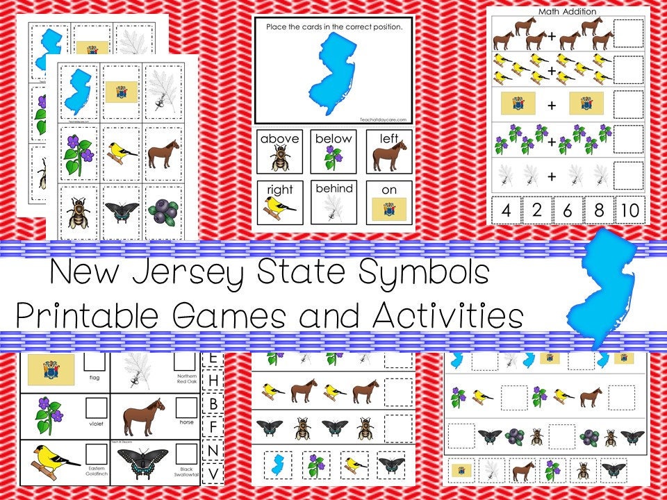 30 New Jersey State Symbols themed Learning Games Download. | Etsy