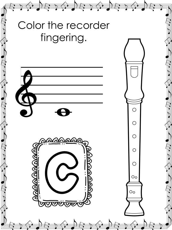 28 Color the Soprano Recorder Fingering Worksheets. Baroque | Etsy