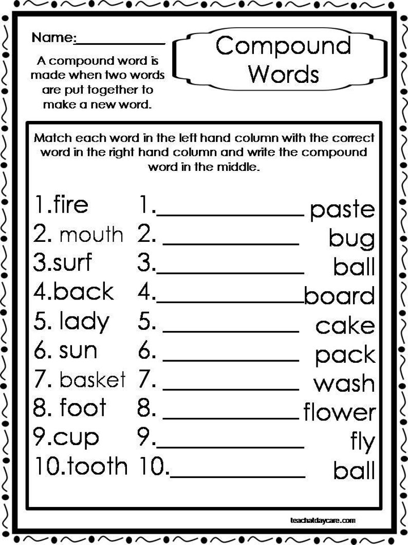 10 Printable Compound Word Worksheets. 1st-2nd Grade ELA | Etsy Hong Kong