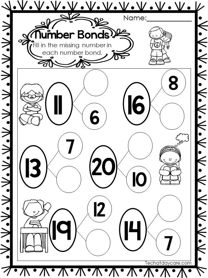 10 Printable Number Bonds Worksheets. Numbers 1-20. Kdg.2nd | Etsy