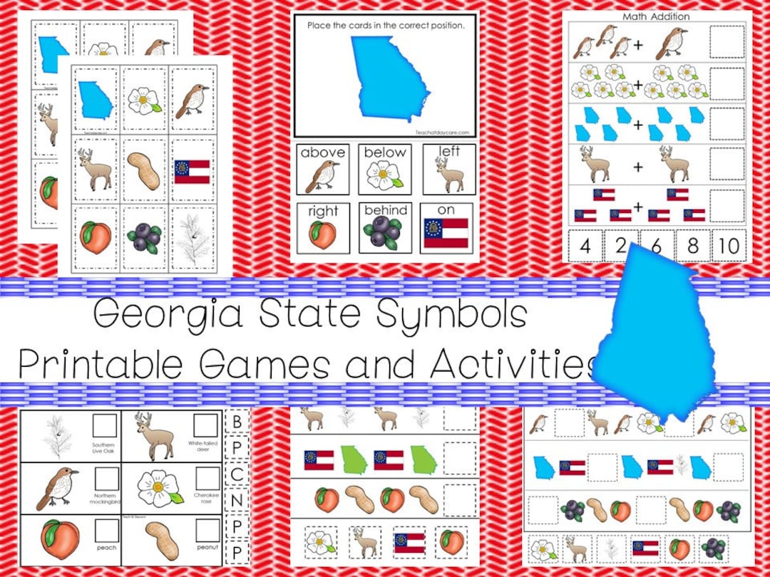 30 Georgia State Symbols Themed Learning Games Download. ZIP File ...