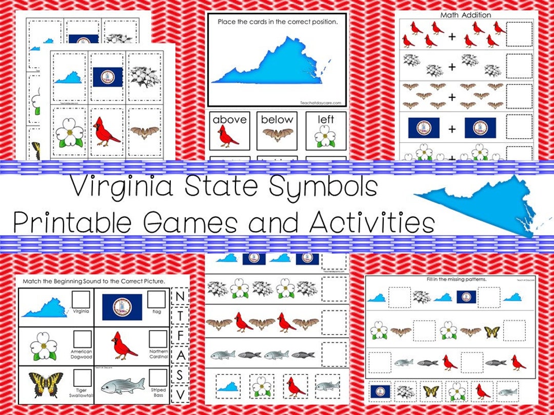30 Virginia State Symbols Themed Learning Games Download. ZIP File ...