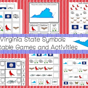 30 Virginia State Symbols Themed Learning Games Download. ZIP File ...