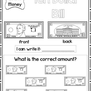 12 Printable Let's Learn Money Worksheets. Kdg.-2nd Grade Math. - Etsy