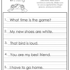 10 Printable Write the Sentence Worksheets. 1st-3rd Grade ELA ...