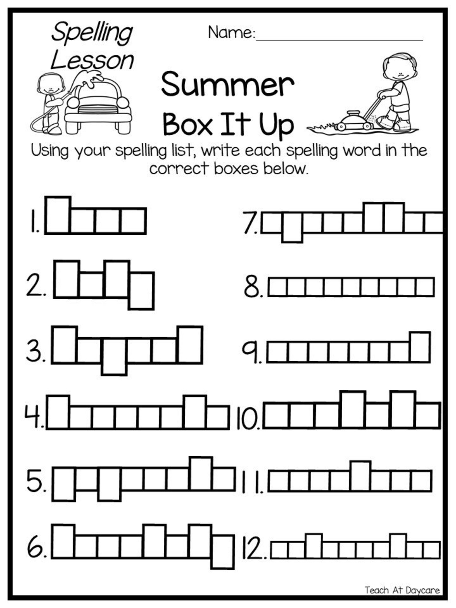 Second Grade Summer Themed Words Spelling Activity. - Etsy