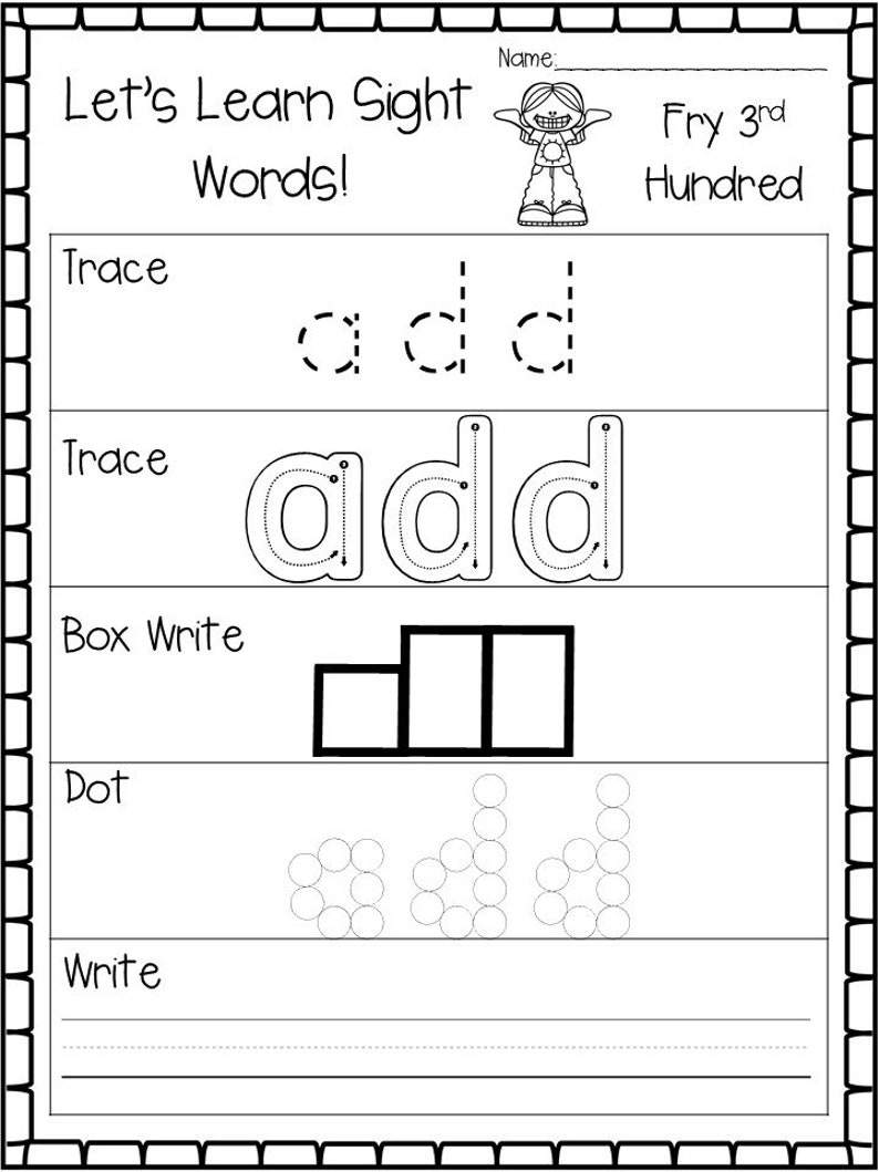 100 Printable Let's Learn Fry 3rd Hundred Sight Words Worksheets. 2nd ...