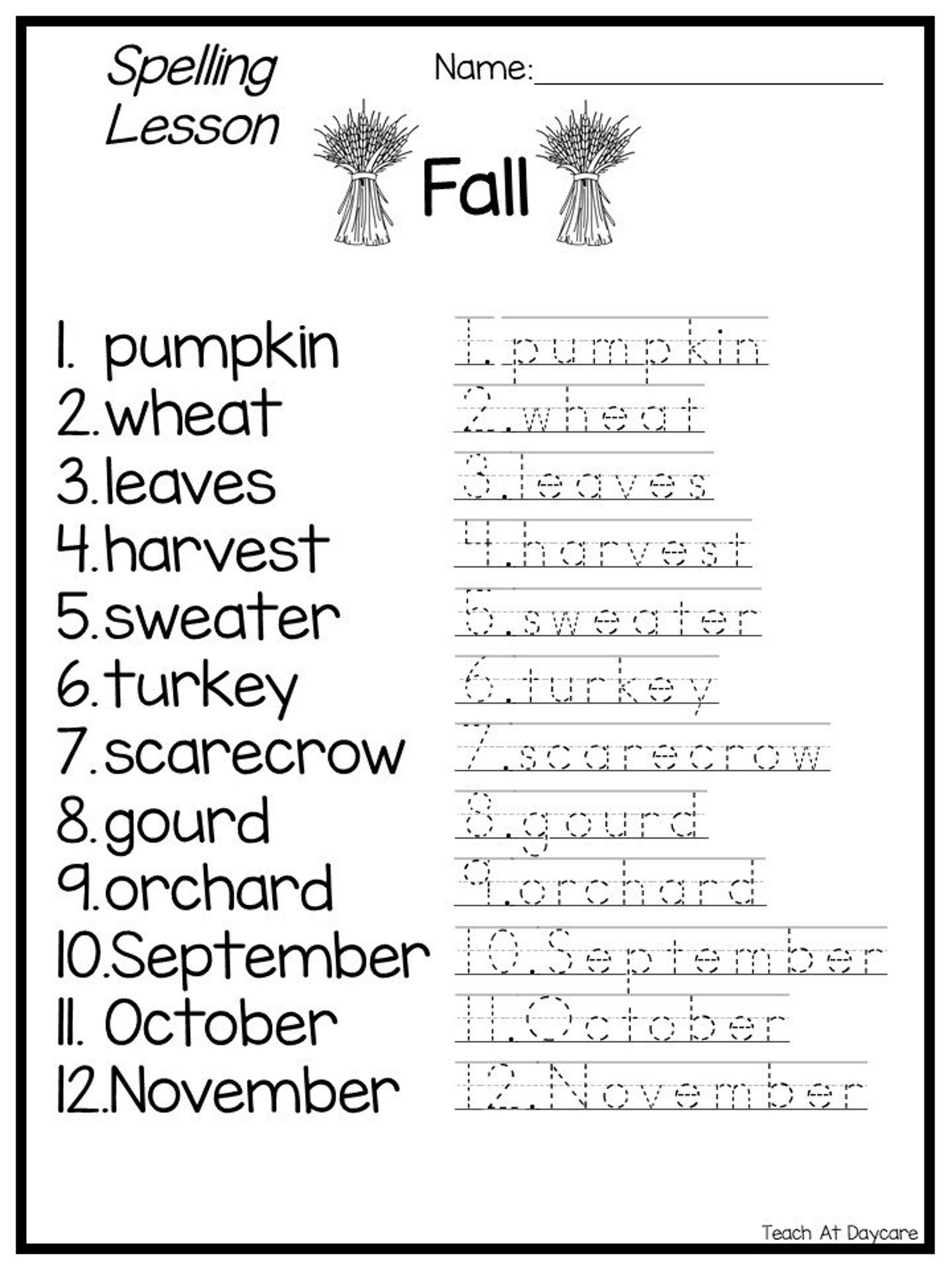 Second Grade Fall Themed Words Spelling Activity. Supplemental - Etsy