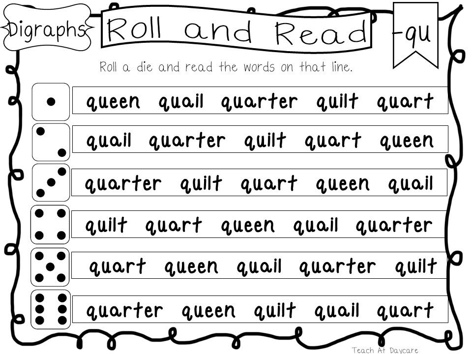 10 Printable Digraphs Roll and Read Worksheets. | Etsy India