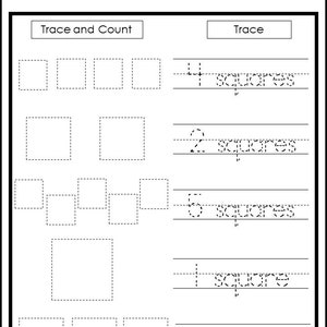 12 Count and Trace the Shapes Preschool and Kindergarten Worksheets ...