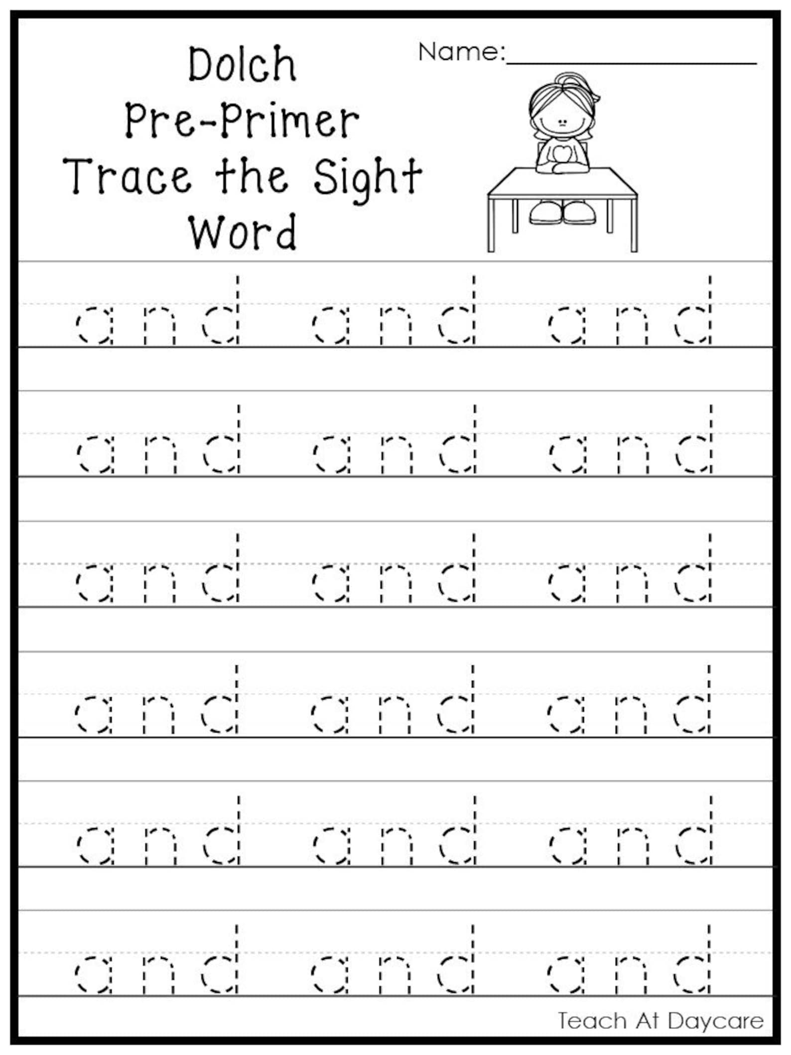 40 Printable Dolch Pre-primer Trace the Sight Word Worksheets ...