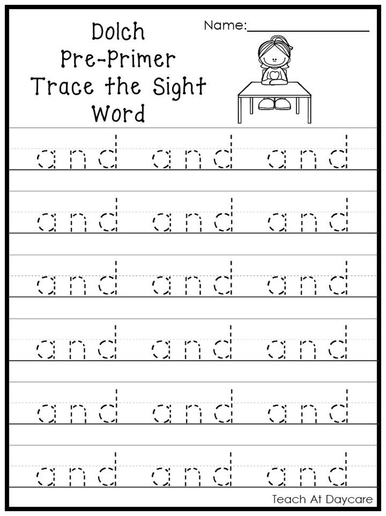 40 Printable Dolch Pre-primer Trace the Sight Word Worksheets ...
