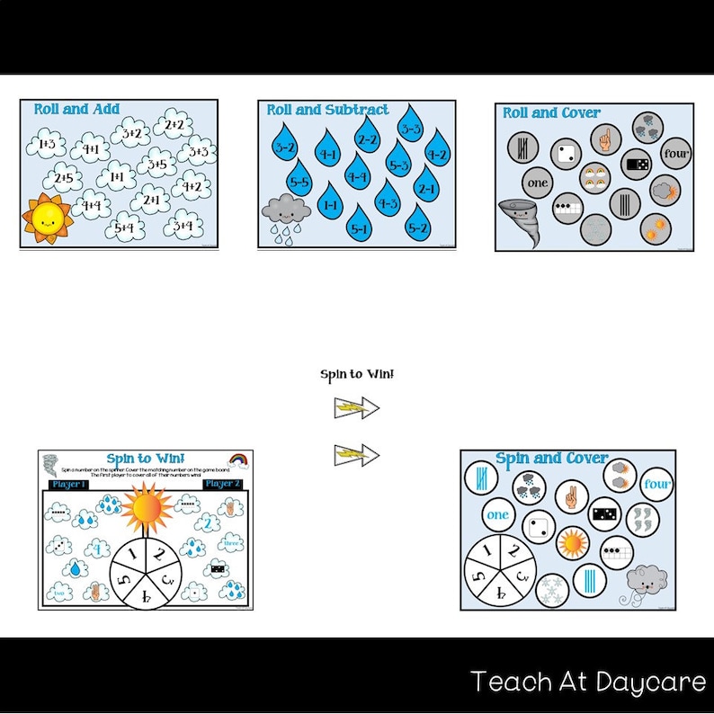 10 Printable Weather Themed Kindergarten Math Center Games and ...