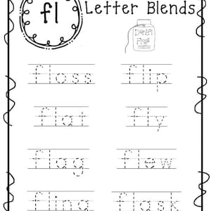 20 Printable Blends Trace the Word Worksheets. Kindergarten-2nd Grade ...