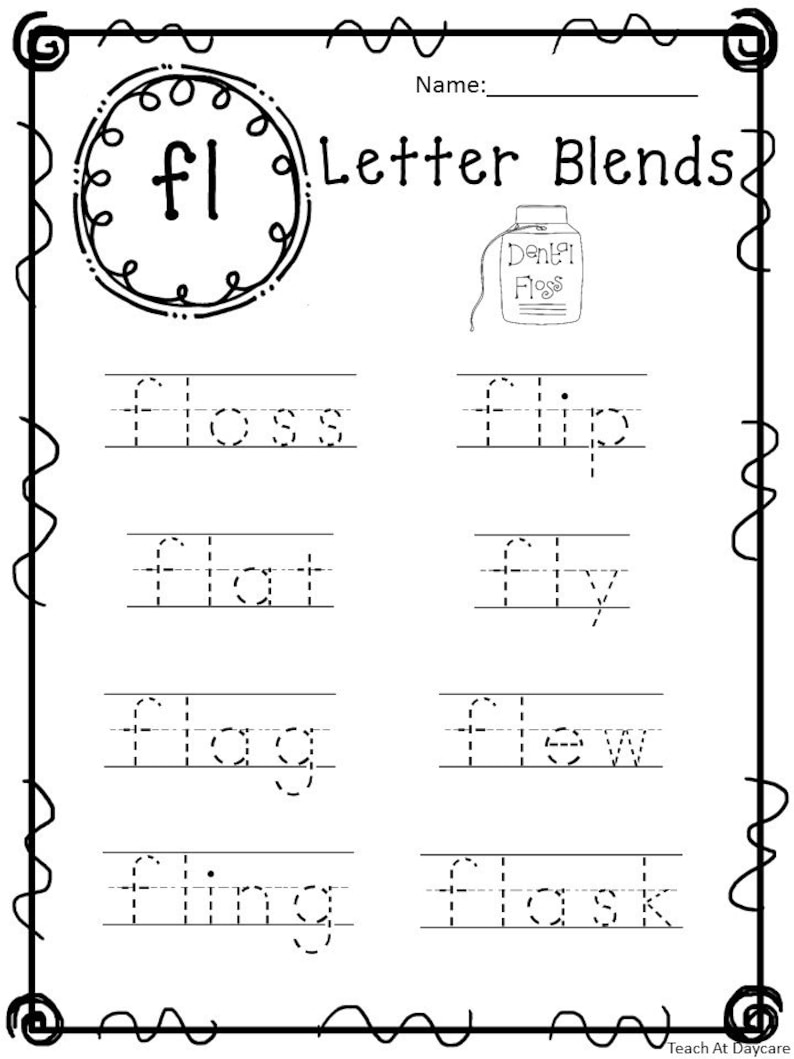 20 Printable Blends Trace the Word Worksheets. - Etsy