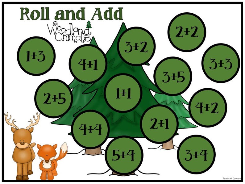 10 Printable Woodland Animals Themed Kindergarten Math Center Games and ...