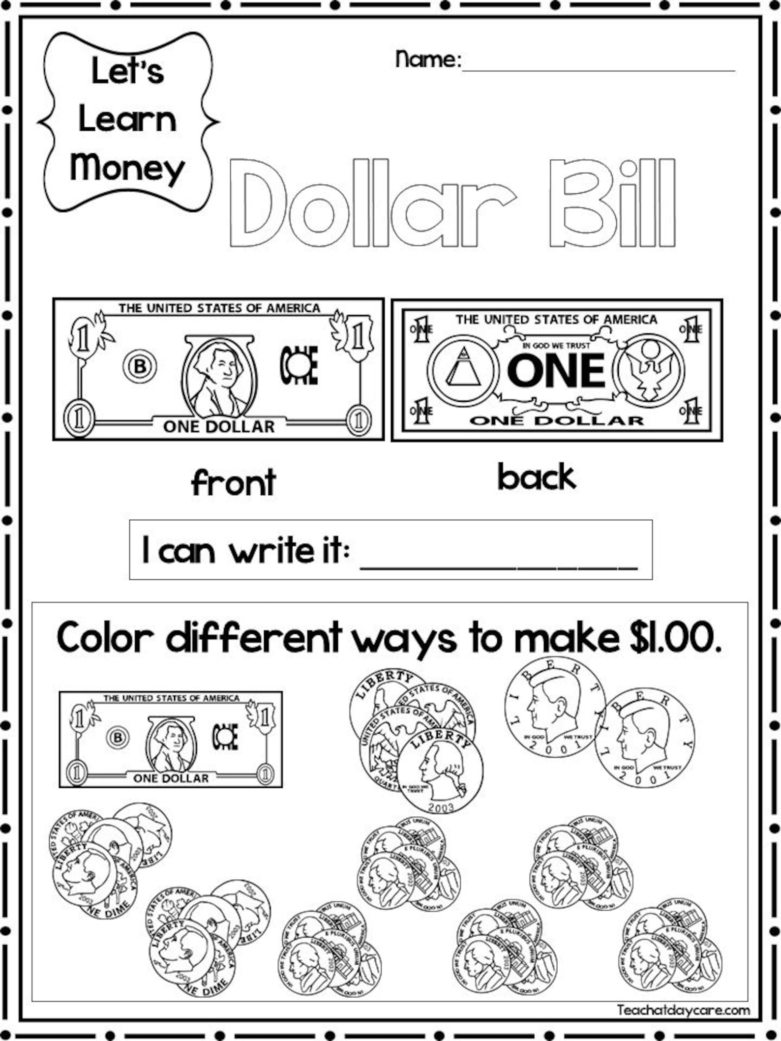 12 Printable Let's Learn Money Worksheets. Kdg.-2nd Grade Math. - Etsy