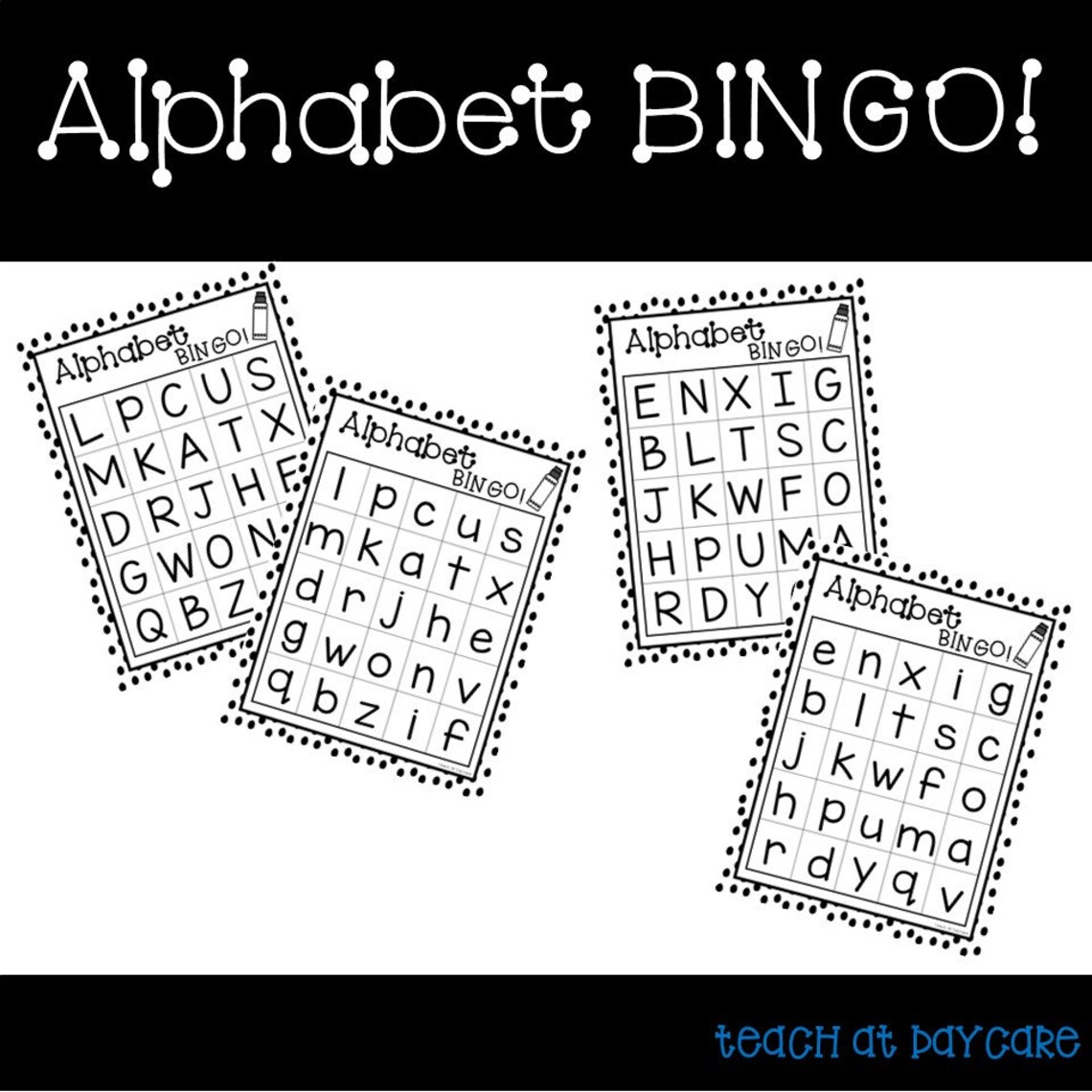 Alphabet BINGO Game and Worksheets. Color & Black and White. - Etsy