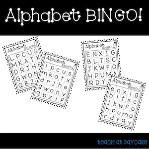 Alphabet BINGO Game and Worksheets. Color & Black and White. - Etsy