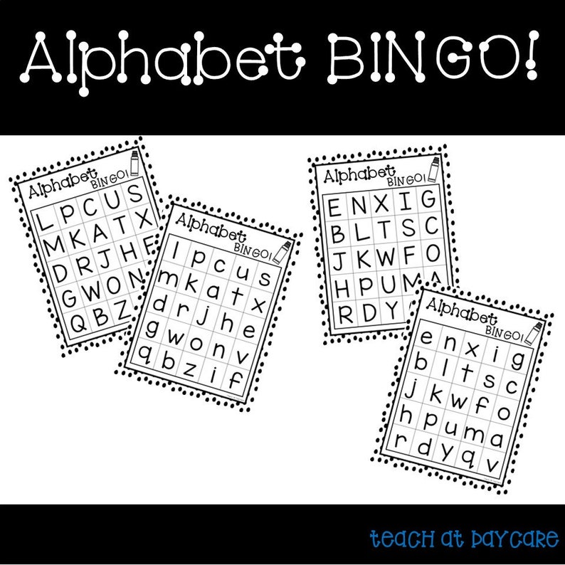 Alphabet BINGO Game and Worksheets. Color & Black and White. - Etsy