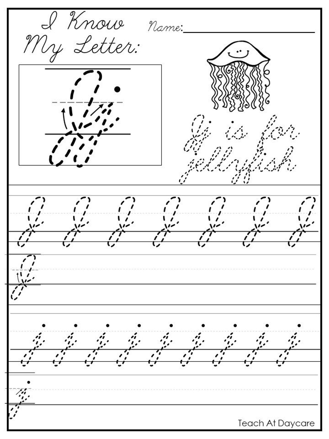 26 Printable Cursive Alphabet I Know My Letters Worksheets. | Etsy