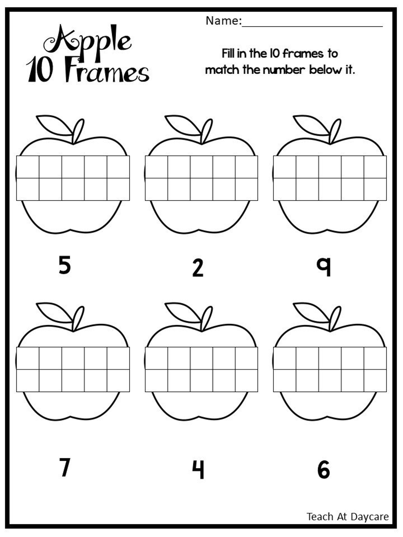 12 Printable Apple Ten Frame Worksheets. - Etsy