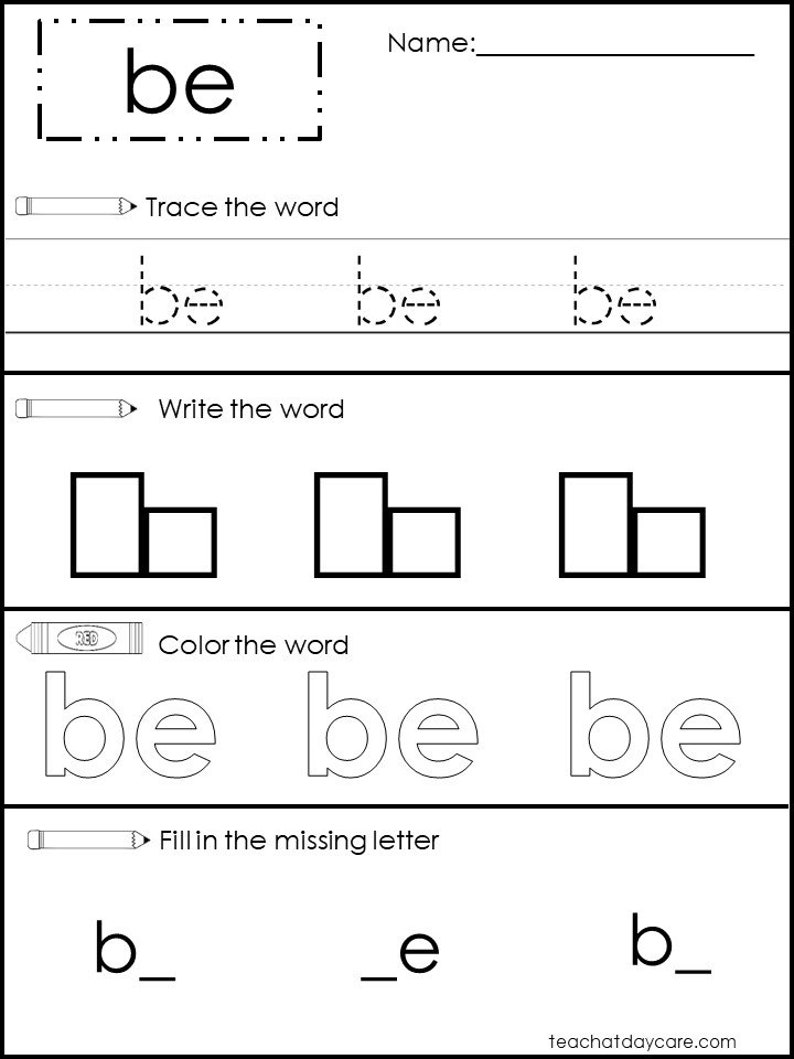 52 Printable Dolch Primer Word Work Worksheets. Kindergarten ...