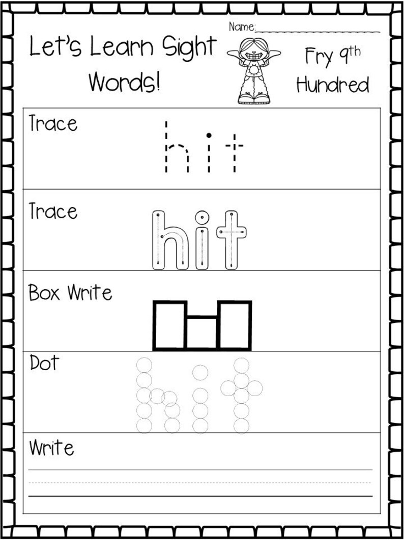 100 Printable Let's Learn Fry 9th Hundred Sight Words Worksheets. 4th ...