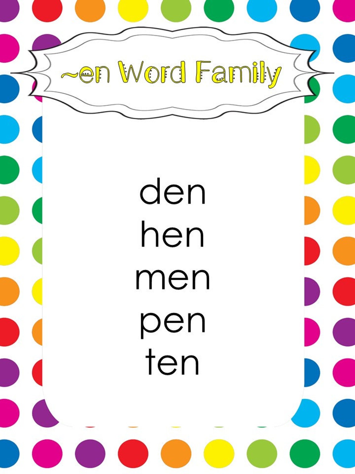 10 Printable Word Family Posters. Full Page Classroom Wall - Etsy