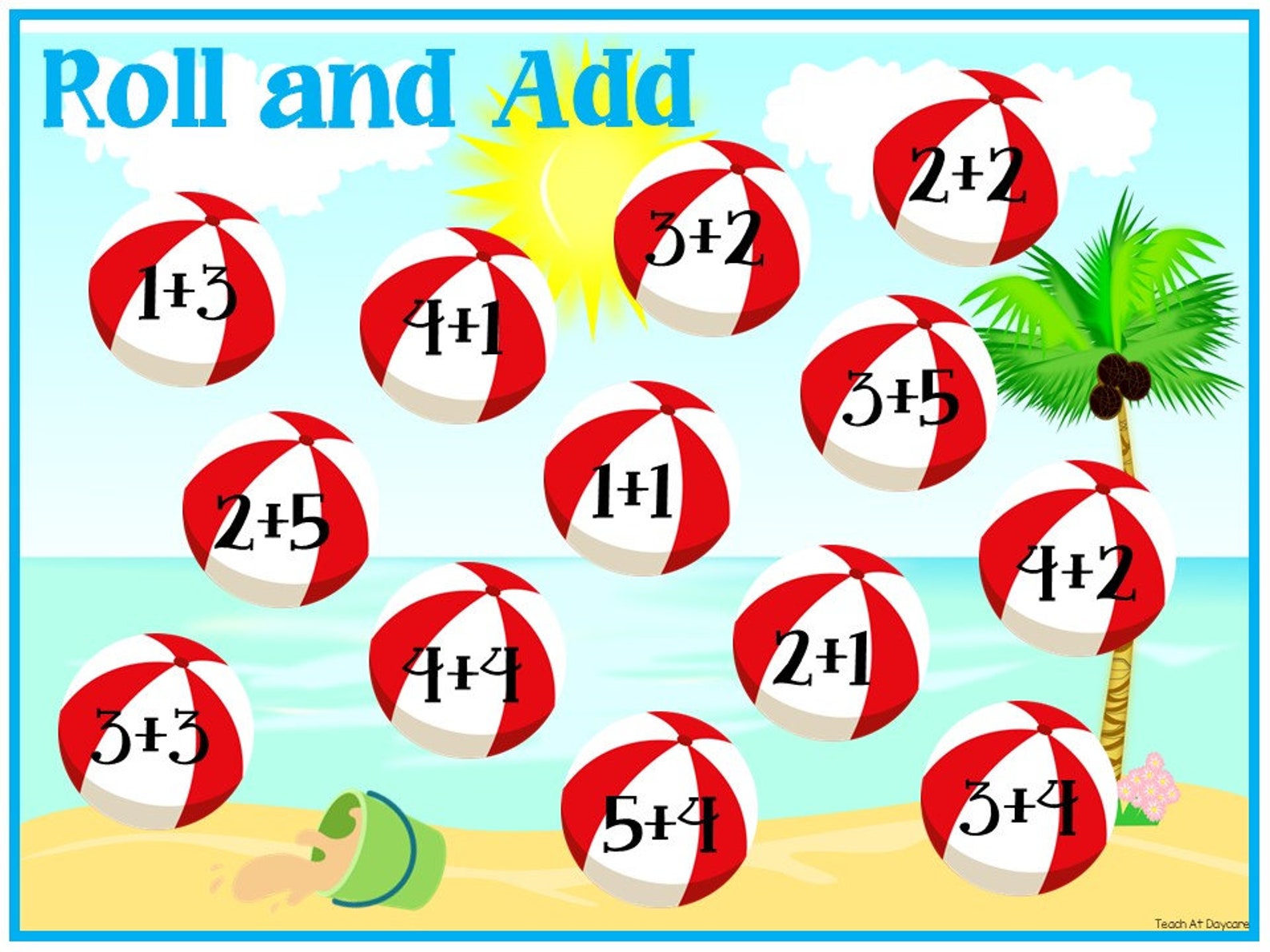 10 Printable Beach Themed Kindergarten Math Center Games and Activities ...