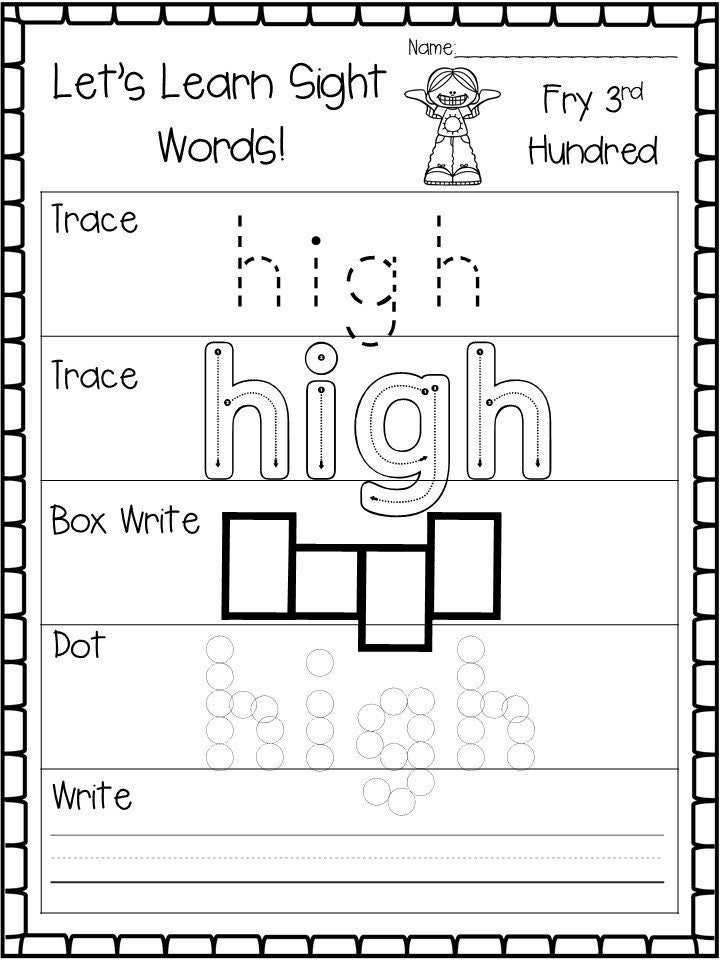 100 Printable Let's Learn Fry 3rd Hundred Sight Words Worksheets. 2nd ...