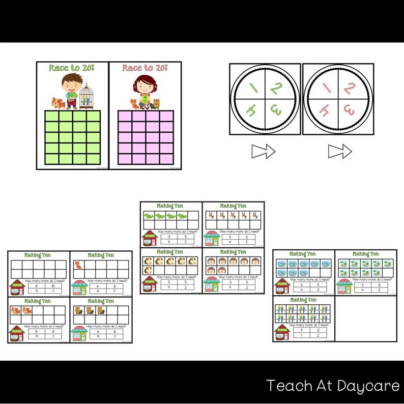 10 Printable Pets Themed Kindergarten Math Center Games and Activities ...