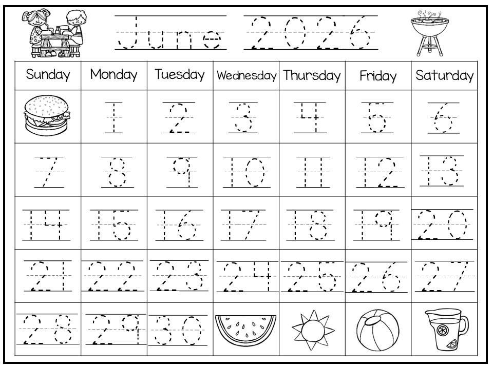 30 Tracing and Blank Themed 2026 Calendars. Preschool Handwriting and ...