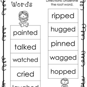 10 Printable Root Words Worksheets. 1st-3rd Grade ELA Worksheets. - Etsy