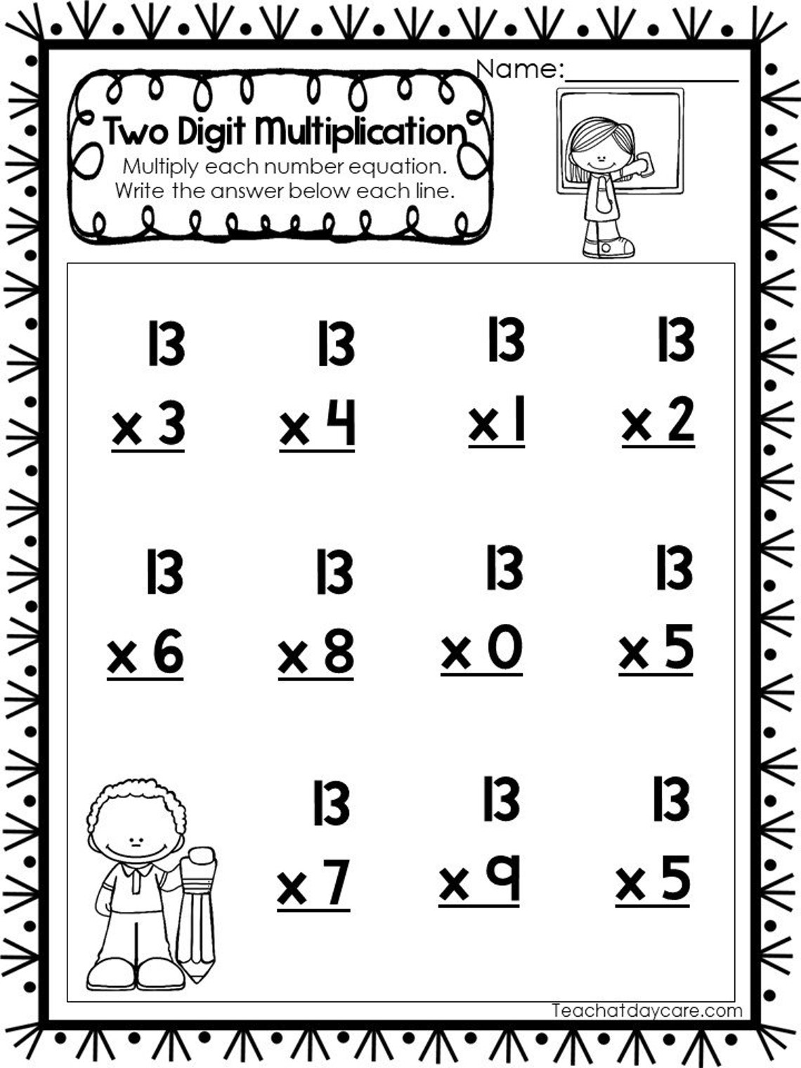 15 Printable Two Digit Multiplication Worksheets. Numbers - Etsy