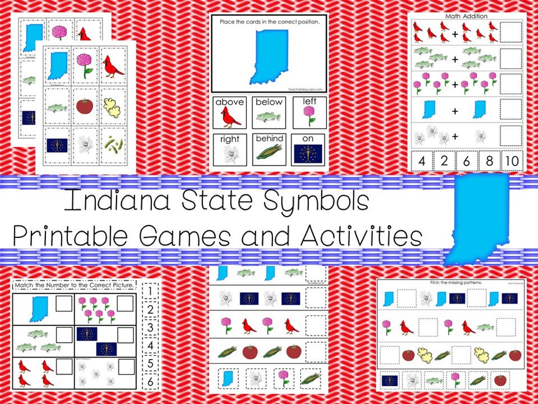 30 Indiana State Symbols Themed Learning Games Download. ZIP File ...