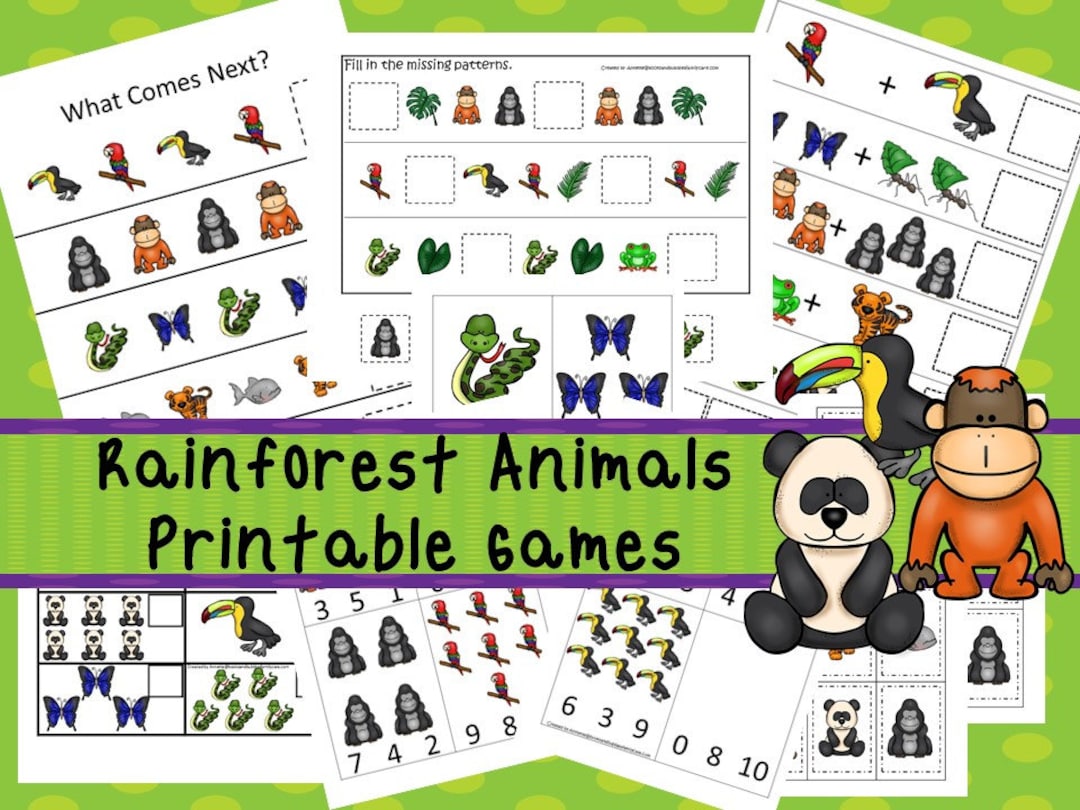 30 Rainforest Animals Games Download. Games and Activities in PDF Files ...
