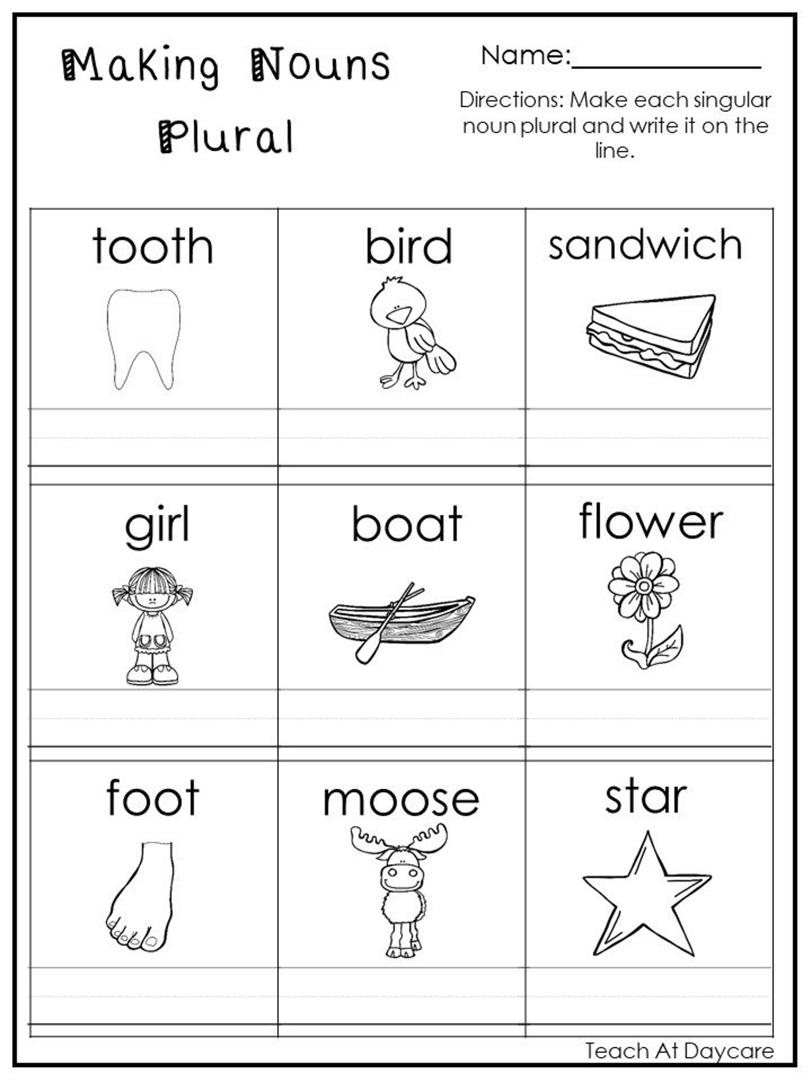 10 Printable Making Nouns Plural Worksheets. 1st-3rd Grade ELA | Etsy