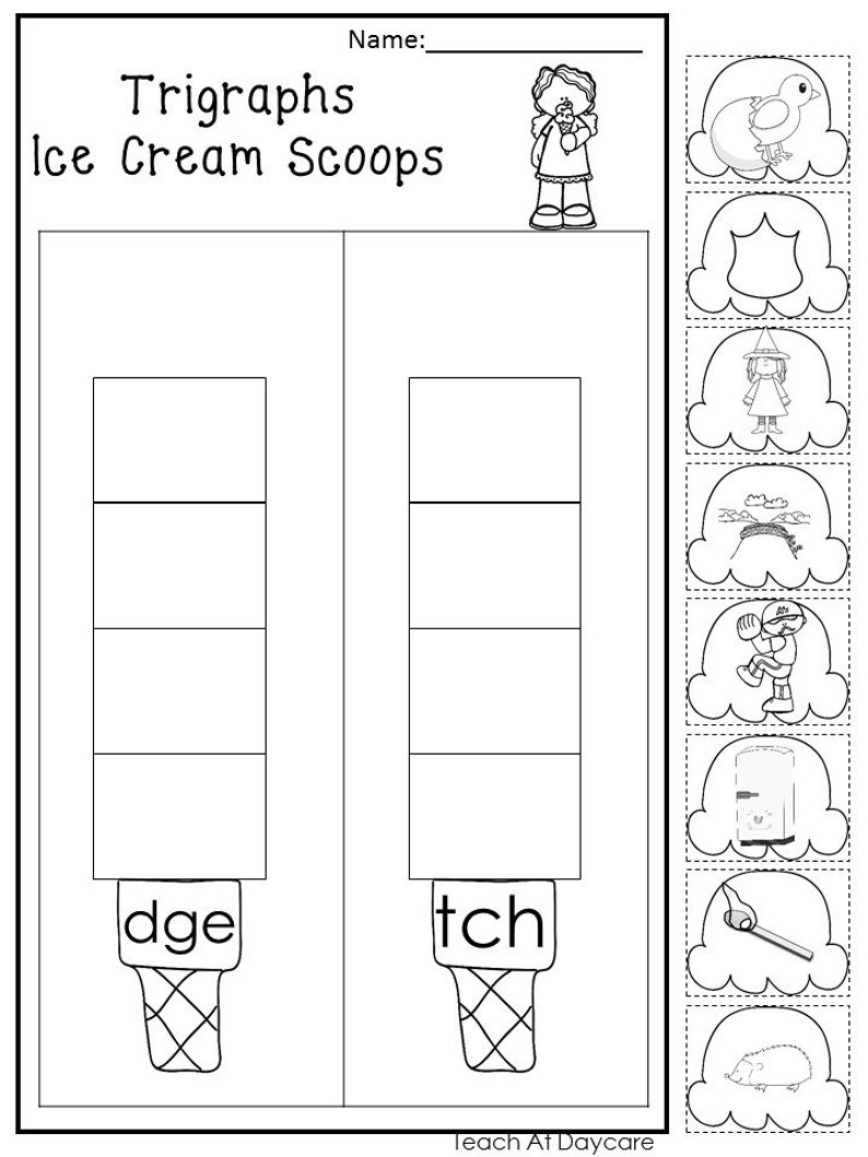 10 Printable 3 Letter Blends and Trigraphs Ice Cream - Etsy