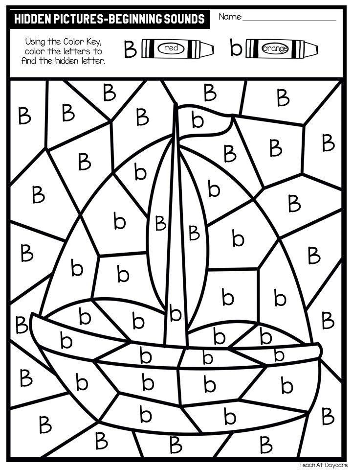 Hidden Pictures Beginning Sounds Worksheets. Letter Recognition and ...
